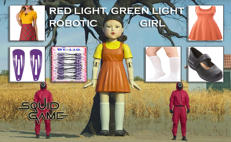 RED LIGHT GREEN LIGHT ROBOTIC GIRL COSTUME FROM SQUID GAME